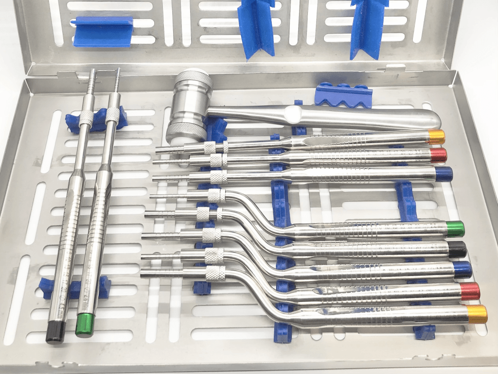 Sinus Lift Osteotomes Kit Straight Off Set Concave Mead Mallet Cassette Dental - Merit Surgical